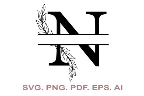 Split Letter Svg Letter N Svg Split Monogram Svg Split Frame