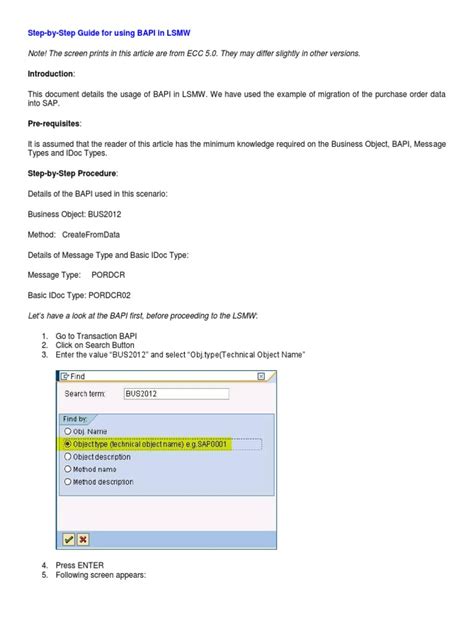 Using Bapi In Lsmw Pdf Computer File Computer Programming
