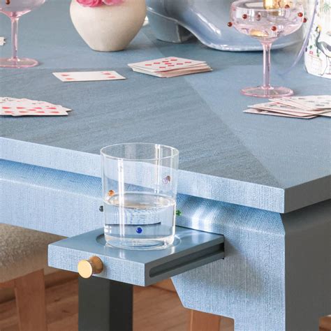 Pass The Rose Game Table In Blue Grasscloth Game Table Table Games Card Table And Chairs