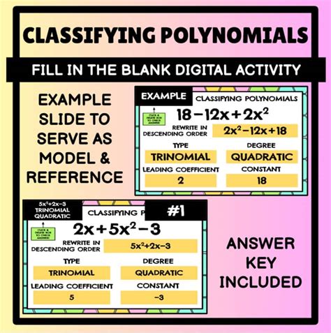 Classifying Polynomials Activity Digital Activity By Multiple Solutions