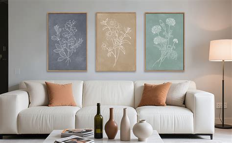 Siwecus Boho Botanical Wall Art Set Neutral Minimalist