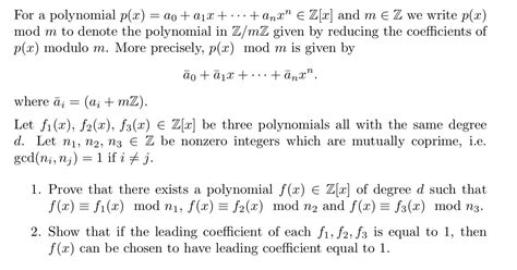 Solved For A Polynomial P X A0 A1x ⋯ Anxn∈z[x] And M∈z We
