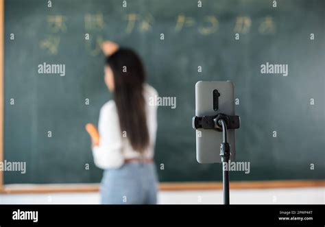 Back To School Online Class Asian Teacher Teach On Board While Have