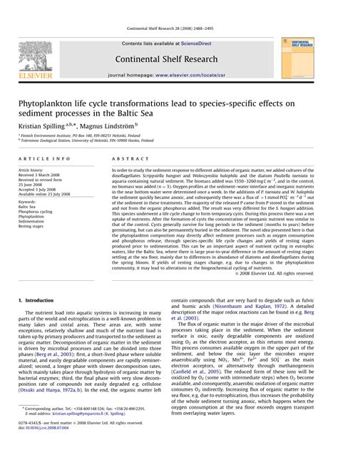 Pdf Phytoplankton Life Cycle Transformations Lead To Species Specific