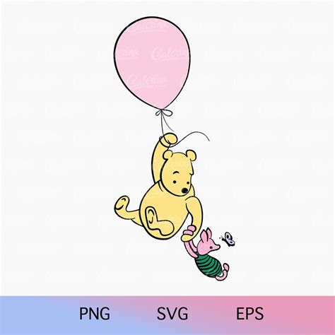 Winnie The Pooh Svg Piglet Con Globo Rosa Decoración Infantil