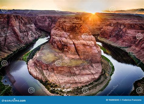 Horseshoe Bend Sunset Stock Image Image Of Geological 96885845