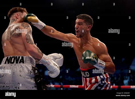 Zach Parker Left And Khalid Graidia In Action During The Super Middleweight Match At The Ovo