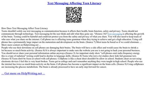 Text Messaging Affecting Teen Literacy Ppt