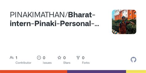 github pinakimathan bharat intern pinaki personal portfolio website
