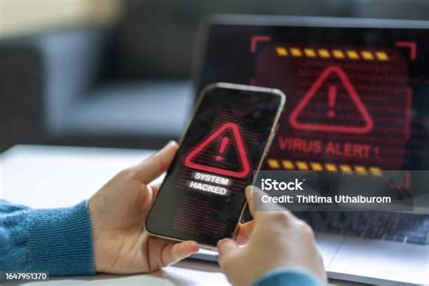 Human Use Smartphone With Red Triangle Caution Warning Sign For Notification Error Programmer