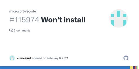 Wont Install · Issue 115974 · Microsoftvscode · Github