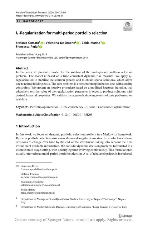 L 1 L 1 Regularization For Multi Period Portfolio Selection