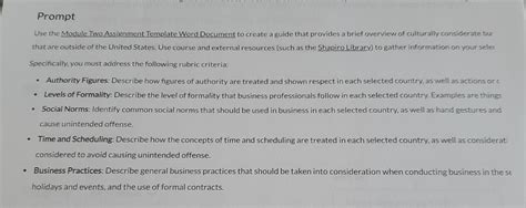 solved promptuse the module two assignment template word