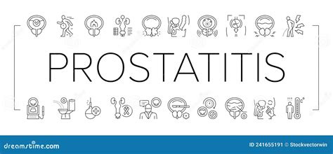Prostatitis Disease Collection Icons Set Vector Stock Vector