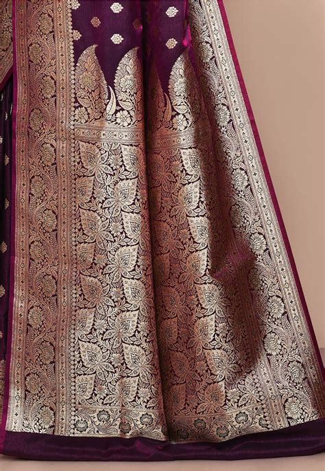 Buy Banarasi Saree In Wine Online Sgwa39 Utsav Fashion