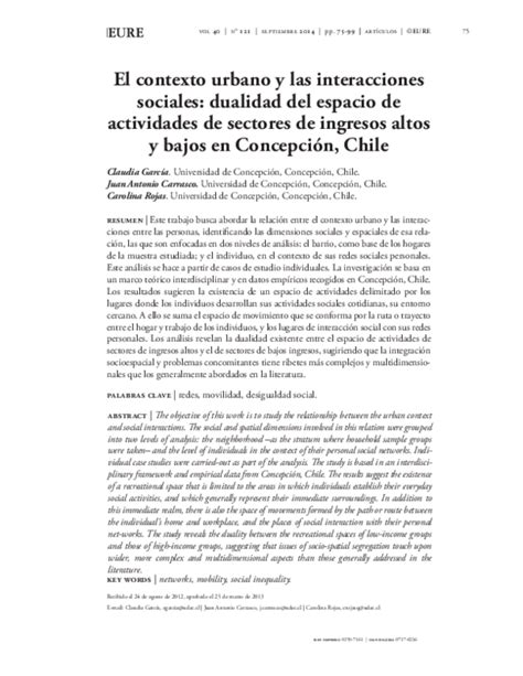 Pdf El Contexto Urbano Y Las Interacciones Sociales Dualidad Del