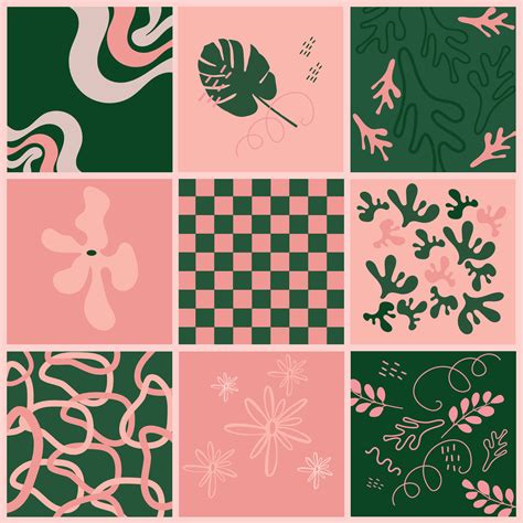Trendy Pink And Green Hand Drawn Poster Background Set 25444589 Vector