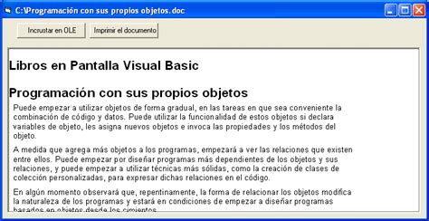 Control Ole De Visual Basic