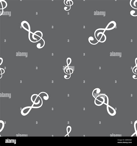 Treble Clef Icon Seamless Pattern On A Gray Background Vector Stock