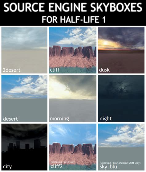Source Engine Skyboxes For Half Life 1 Mod For Half Life Hl Mods