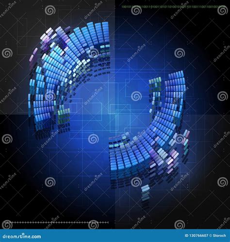 Blue Abstract Tech Background Design With Round Shape Modern T Stock