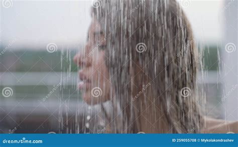 Girl In The Shower Slow Motion Stock Footage Video Of Outdoors