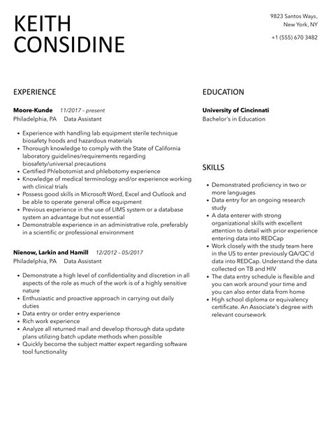 Data Assistant Resume Samples Velvet Jobs