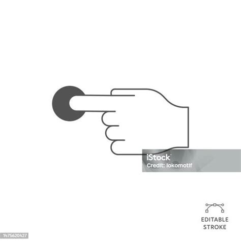 푸시 버튼 플랫 라인 아이콘 편집 가능한 스트로크 아이콘은 웹 디자인 모바일 앱 Ui Ux 및 Gui 디자인에 적합합니다 가볍게 두드리기에 대한 스톡 벡터 아트 및 기타