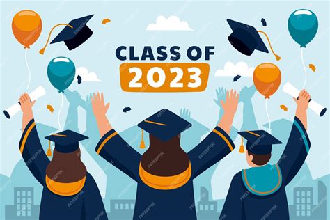 Free Vector Flat Background For Class Of 2023 Graduation