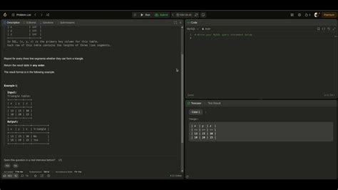 Leetcode 610 Triangle Judgement Sql Solution Explained Youtube