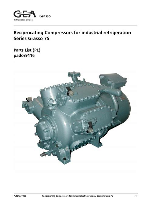 Reciprocating Compressors For Industrial Refrigeration Series Grasso