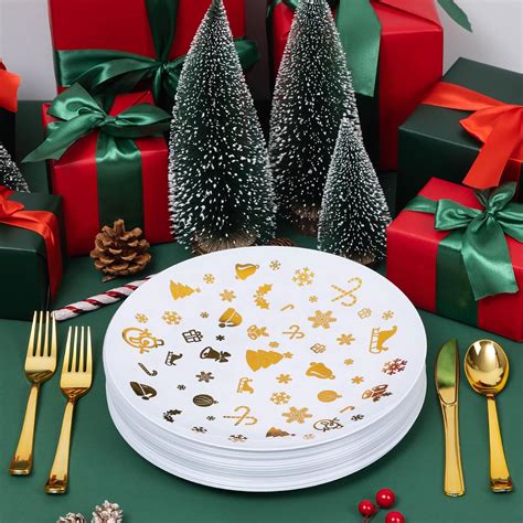 Goodluck 150 Platos De Navidad Desechables Para 25 Invitados Platos