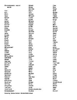 Free Onomatopoeia Word List Printable Download Free Onomatopoeia Word