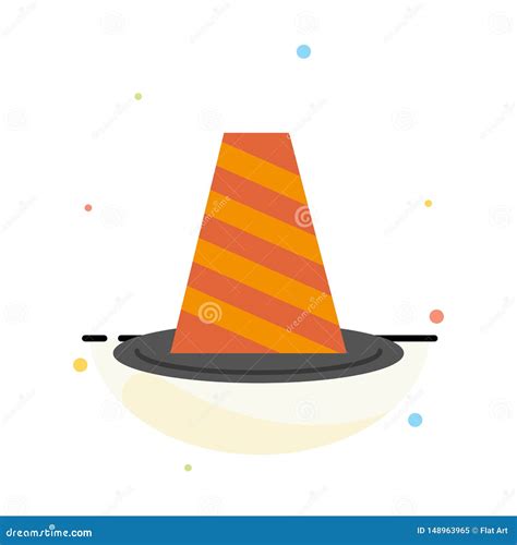 Cone Protection Road Roadblock Stop Warning Abstract Flat Color