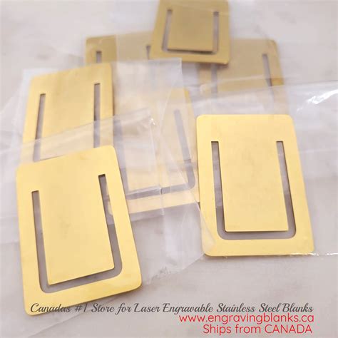 small rectangular steel bookmark blanks in yellow gold color