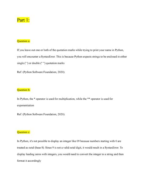 Assignment Part Question A If You Leave Out One Or Both Of The Quotation Marks While