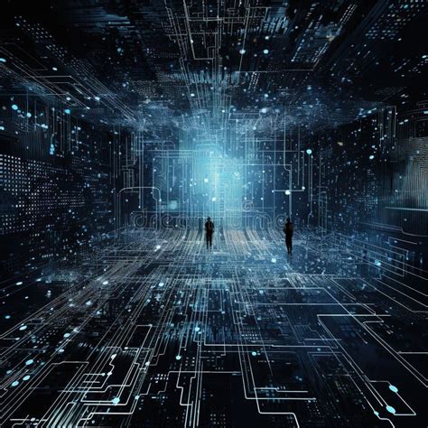 Binary Code And Neural Network The Convergence Of Data And Intelligence Stock Illustration