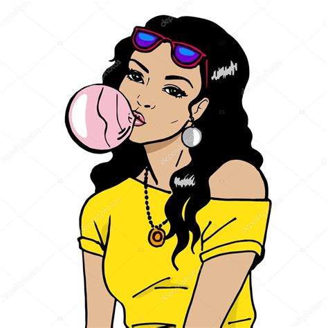 Chewing Bubble Gum Cartoon