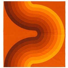 Vintage Verner Panton Kurve Textile In Orange Retro Artistic Design