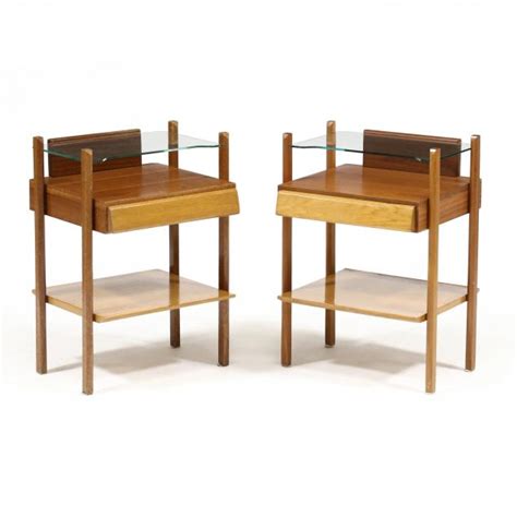 Pair Of Danish Modern Glass Top Stands Lot 383 February Estate