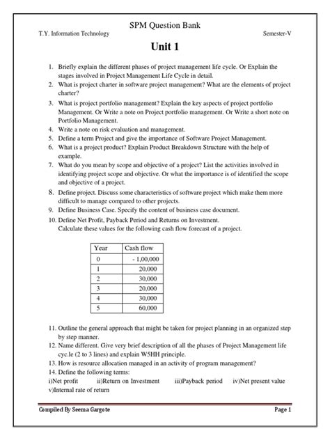 Spm Question Bank Pdf Project Management Life Cycle Assessment