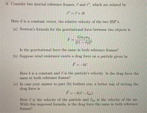 solved 3 consider two inertial reference frames f and 7
