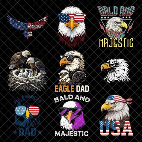 American Dad Bald Eagle Png Bundle Patriotic Fathers Day Sublimation Usa Flag Dad Png Father