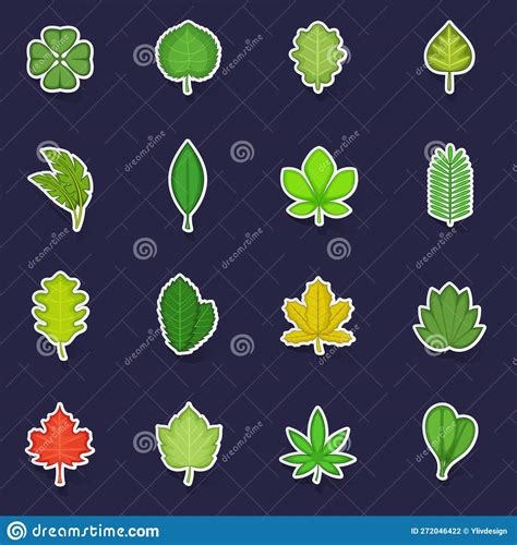 Different Leafs Icons Set Vector Sticker Stock Vector Illustration Of Nature Growth