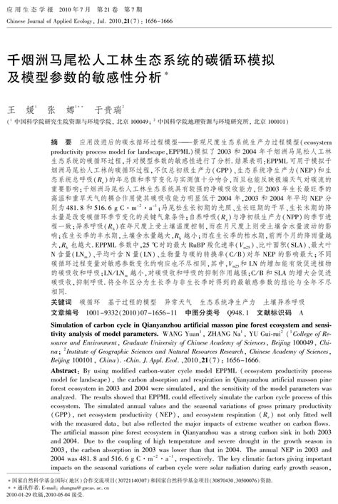 Pdf Simulation Of Carbon Cycle In Qianyanzhou Artificial Masson Pine Forest Ecosystem And