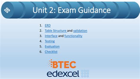 Btec Ict Level 3 Unit 2 Creating Systems To Manage Information Exam Guidance And Checklist