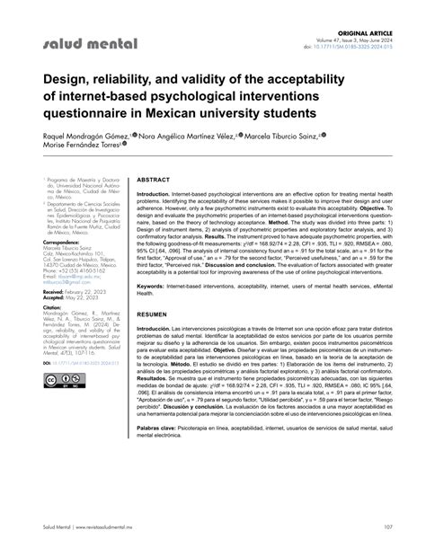 Pdf Design Reliability And Validity Of The Acceptability Of