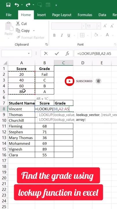 Calculate Grades Using Lookup Function ️ ️ ️ ️ Lookup Function In