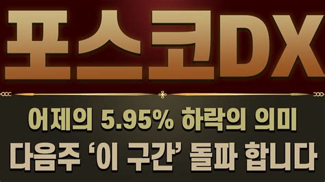 포스코dx 주가전망 어제의 595 하락의 의미 다음주 이 구간 돌파 합니다 Youtube