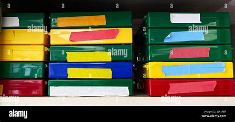 Stacks Of Sample Boxes In A Scientific Laboratory Boxes Of Samples For Biology Research Stock